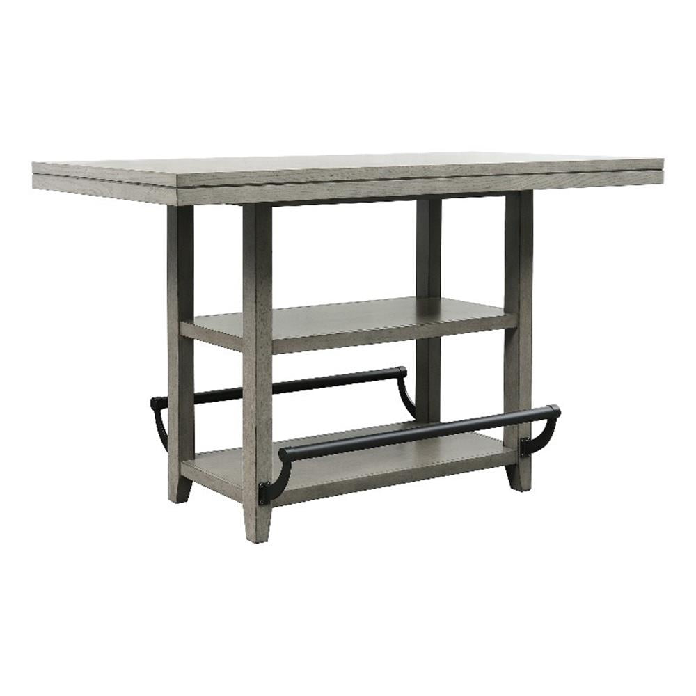 Pemberly Row Modern Wood Bar Table with Storage Shelf in Dove Gray ...