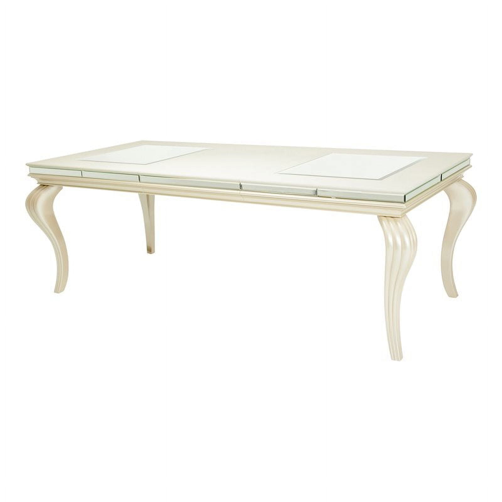 Pemberly Row Modern Wood & Glass Dining Table in Frost Ivory - Walmart.com