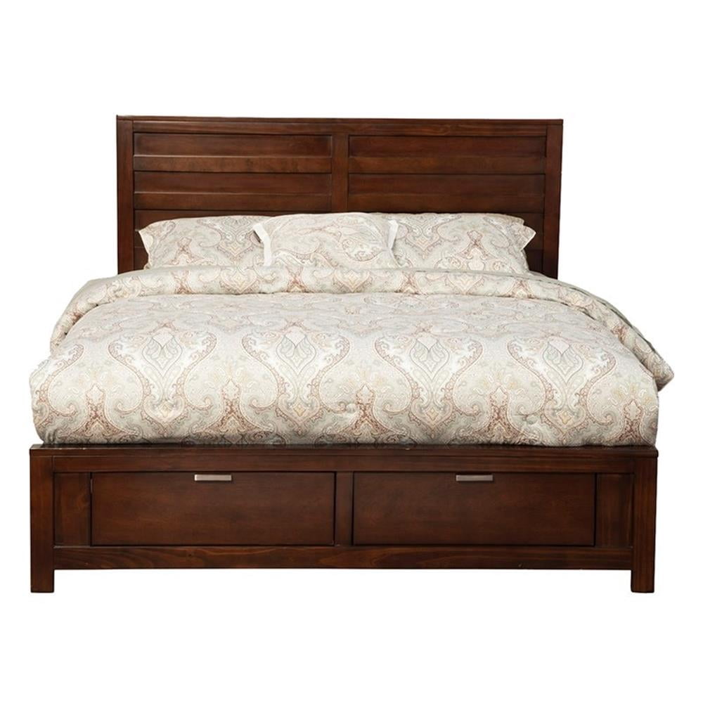 Pemberly Row Modern Wood Queen Storage Bed in Cappuccino (Brown ...