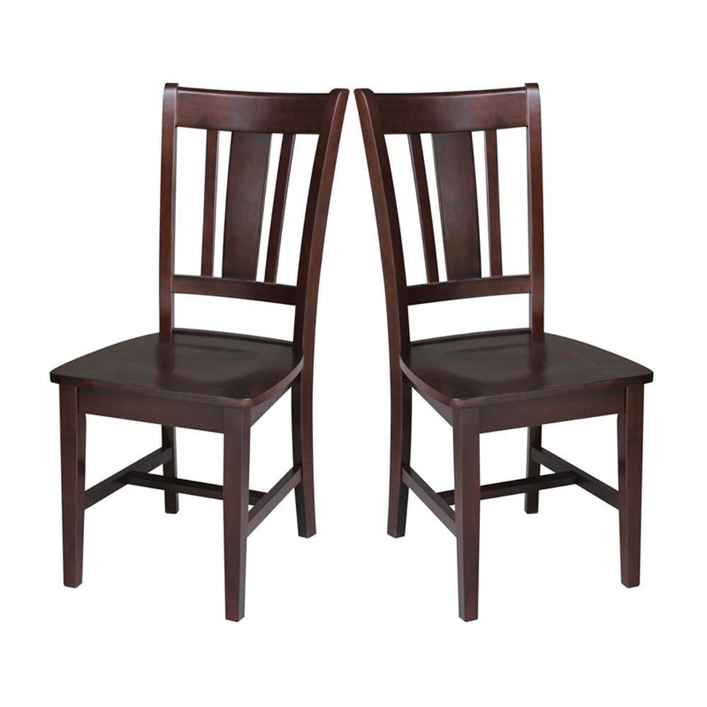 Pemberly Row Modern Wood Splat Dining Chair in Rich Mocha Set of 2 ...