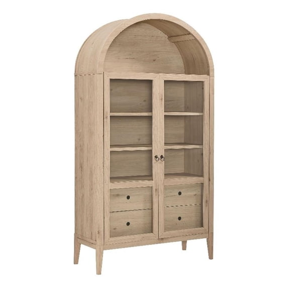 Pemberly Row Modern Wood Storage Display Cabinet in Light Oak - Walmart.com