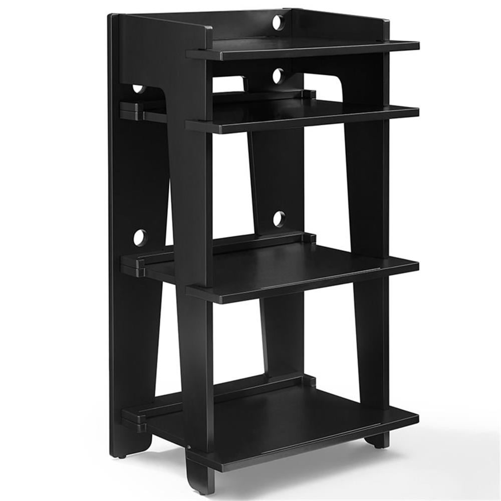 Pemberly Row Modern Wood Turntable Stand with Shelves in Black ...