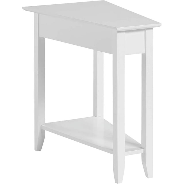 Pemberly Row Modern Wood Wedge End Table with Bottom Shelf in White ...