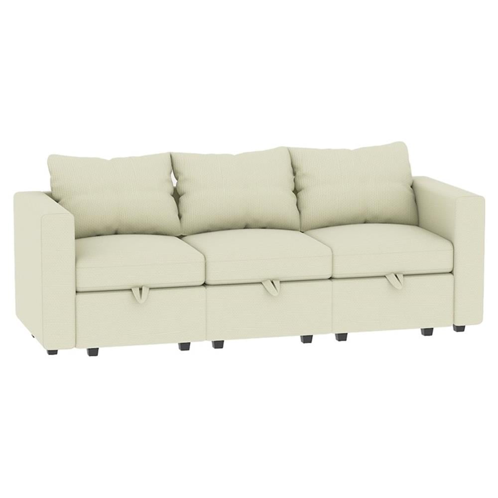 Pemberly Row Modular 3-Seat Sofa with Wooden Frame Convertible ...