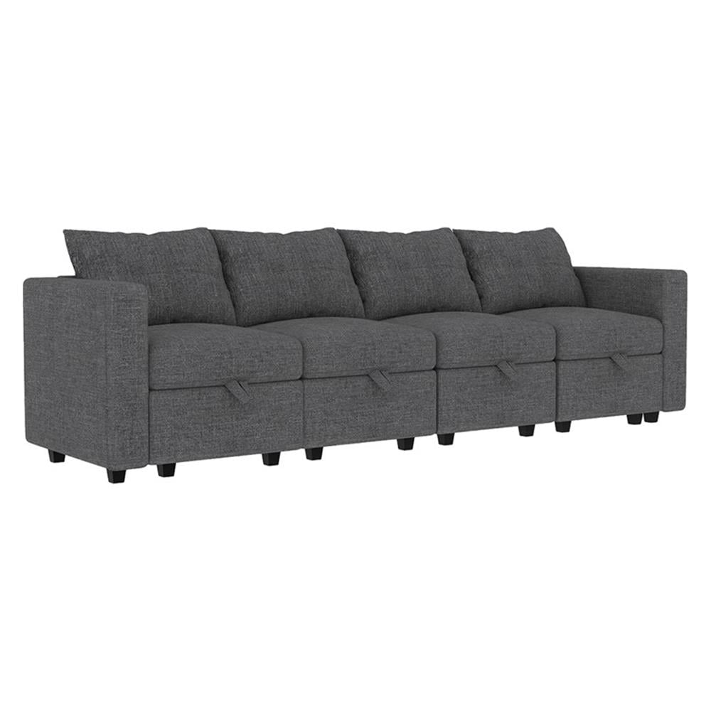 Pemberly Row Modular 4 Seat Sofa with Wooden Frame Convertible ...