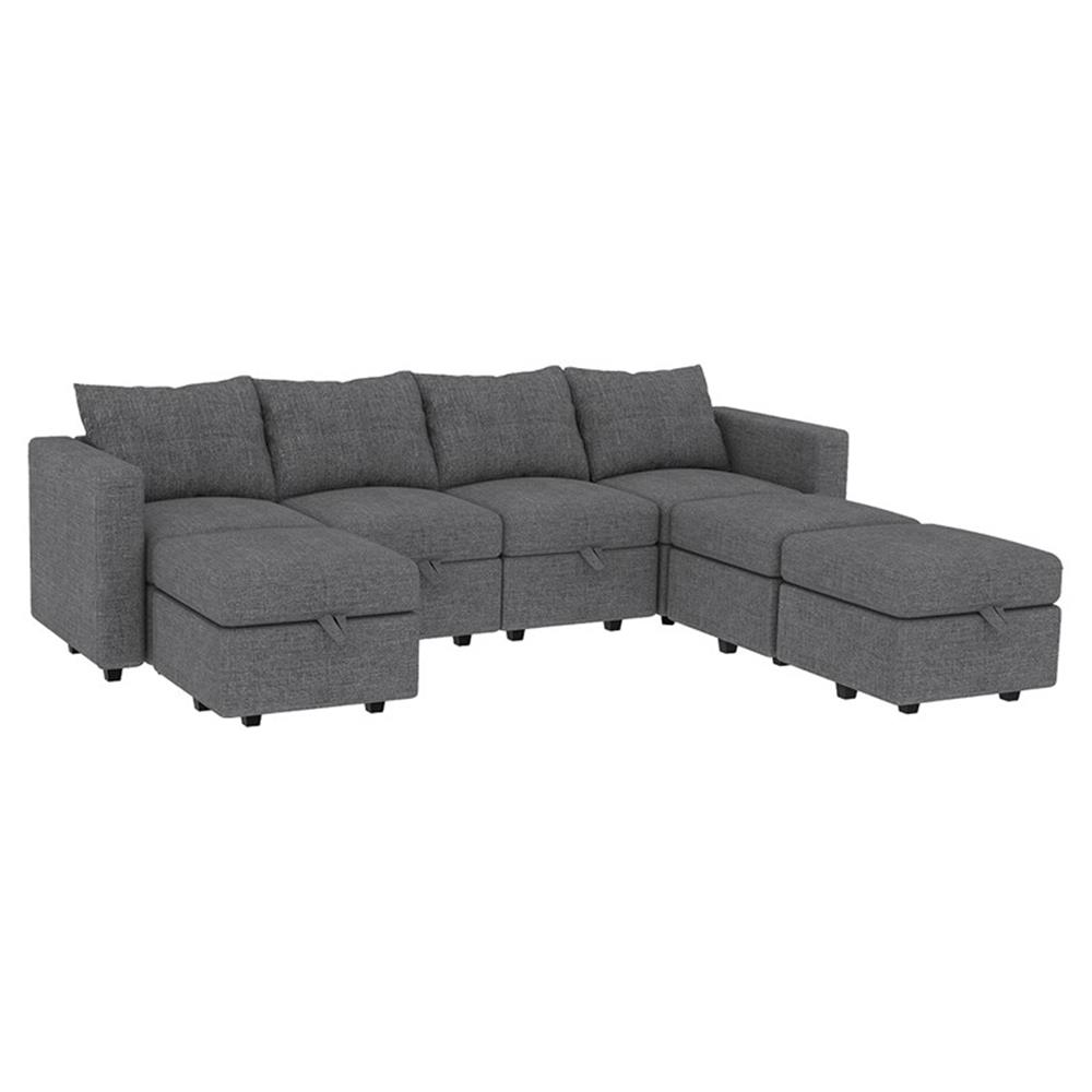 Pemberly Row Modular Sofa Couch with Storage Seat Wooden Frame ...