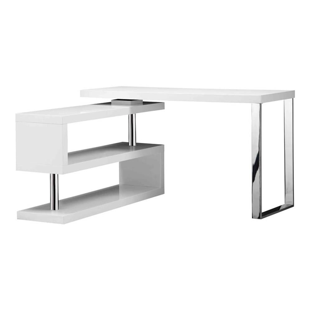 Pemberly Row Multi-Position Lacquer & Steel Metal Desk in White ...