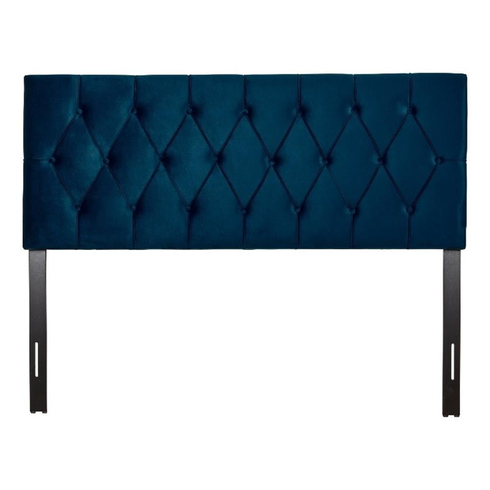 Pemberly Row Navy Blue Diamond Tufted Velvet Headboard - Queen ...