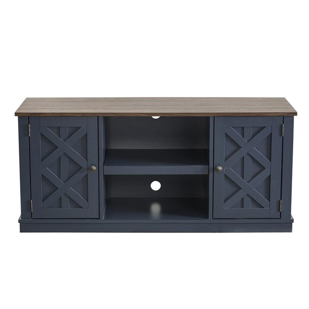 Pemberly Row Navy Blue TV Stand for TV up to 60" w/ Storage Cabinet ...