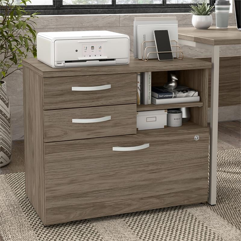Pemberly Row Office Storage Cabinet with Drawers in Hickory ...