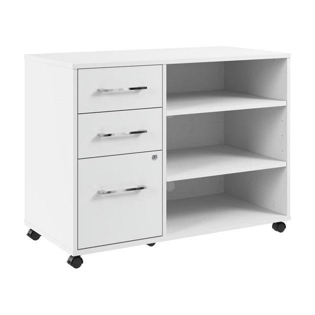 Pemberly Row Office Storage Cabinet with Wheels in White - Engineered ...