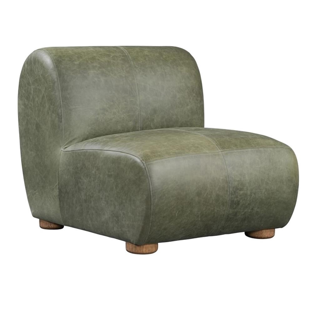 Pemberly Row Olive Green Leather Accent Chair with Round Legs - Walmart.com
