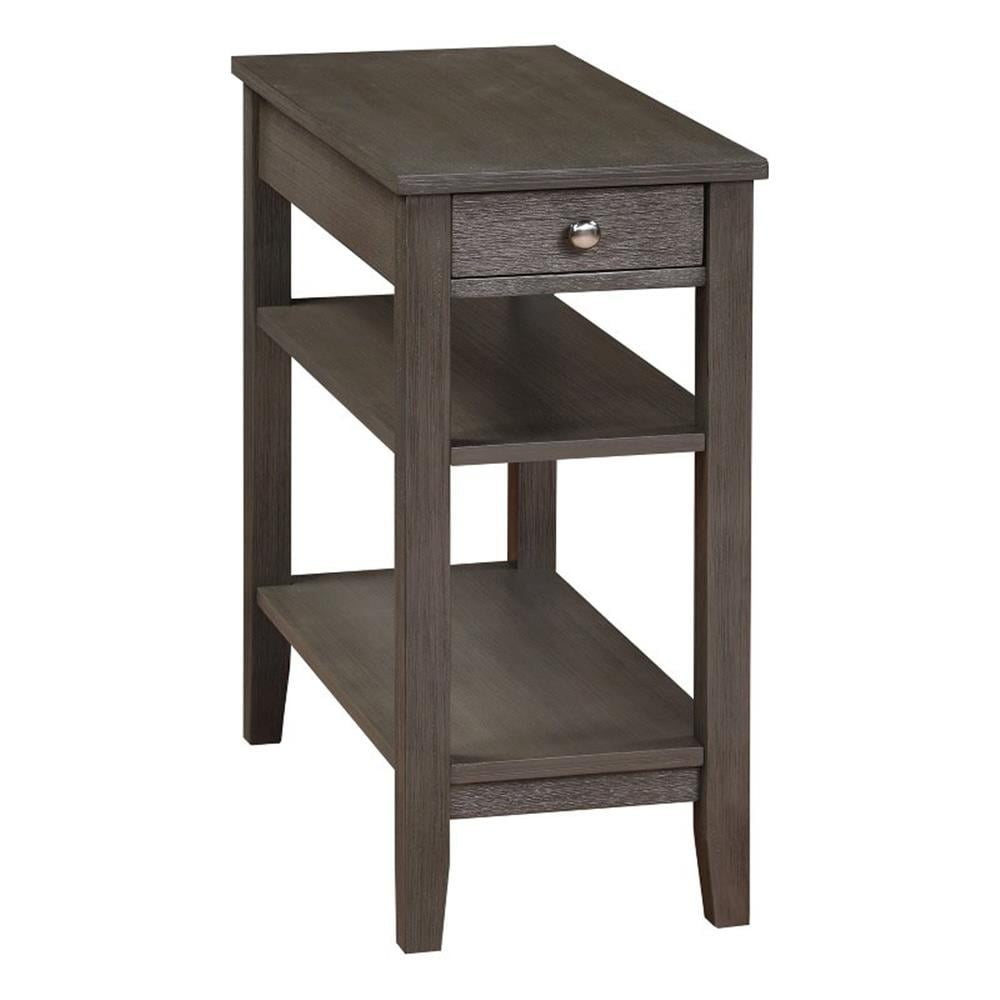 Pemberly Row One-Drawer End Table w/Charging Station in Gray Wood ...