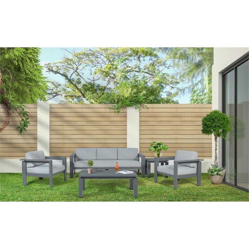 Pemberly Row Outdoor Arm Chair with Aluminum Metal Frame - Gray ...
