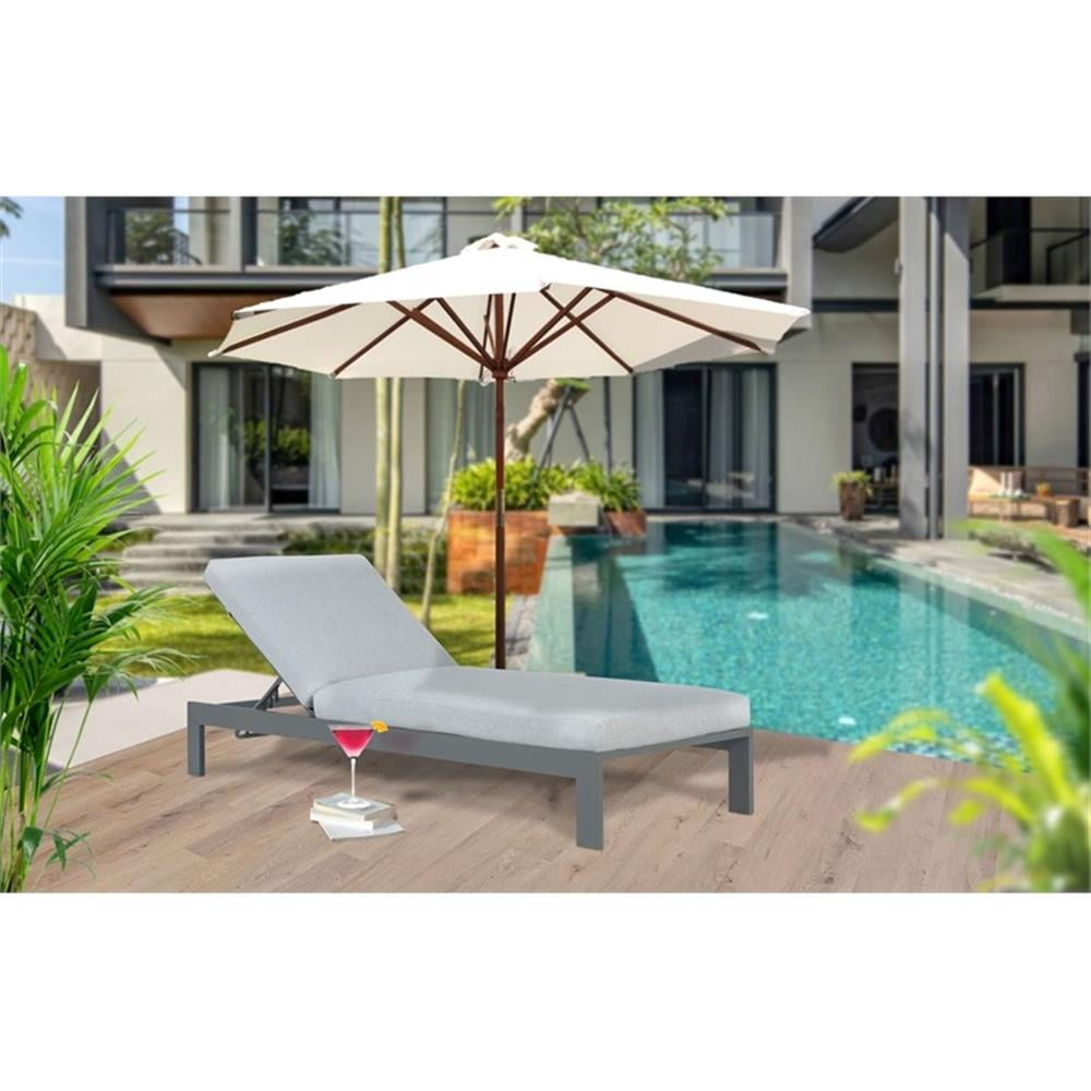 Pemberly Row Outdoor Chaise with Aluminum Metal Frame - Gray - Walmart.com