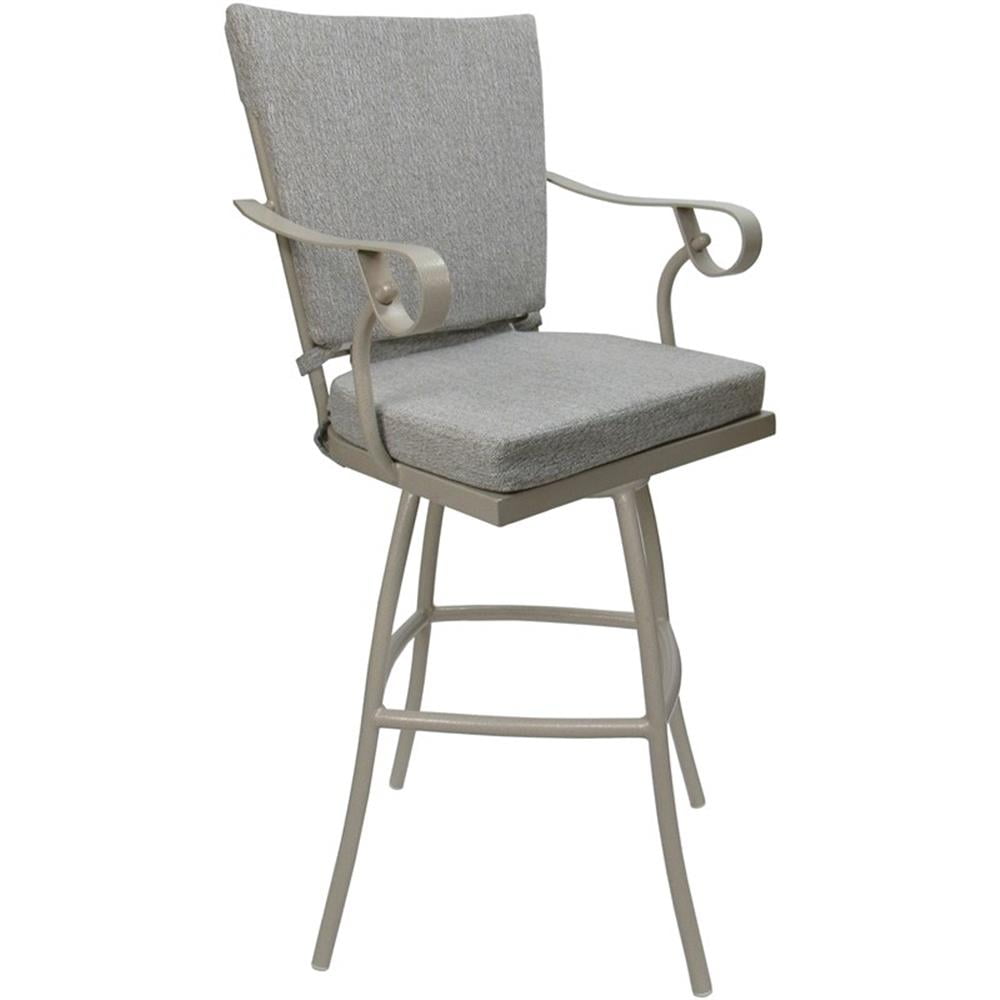Pemberly Row Outdoor/Indoor Extra Tall Bar Stool 34" in White Linen ...