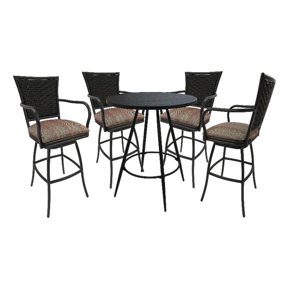 Pemberly Row Outdoor/Indoor Pub Set-30" MultiSunStripe Fabric-Black ...