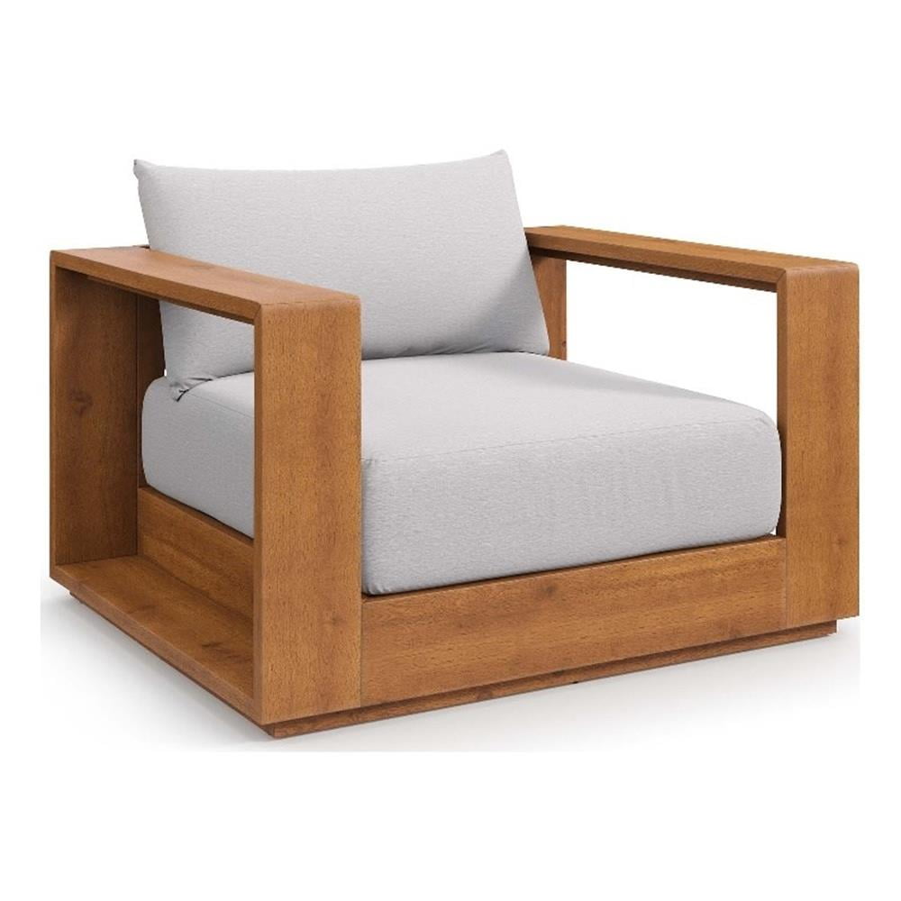 Pemberly Row Outdoor Patio Acacia Wood Chair in Natural Light Gray ...