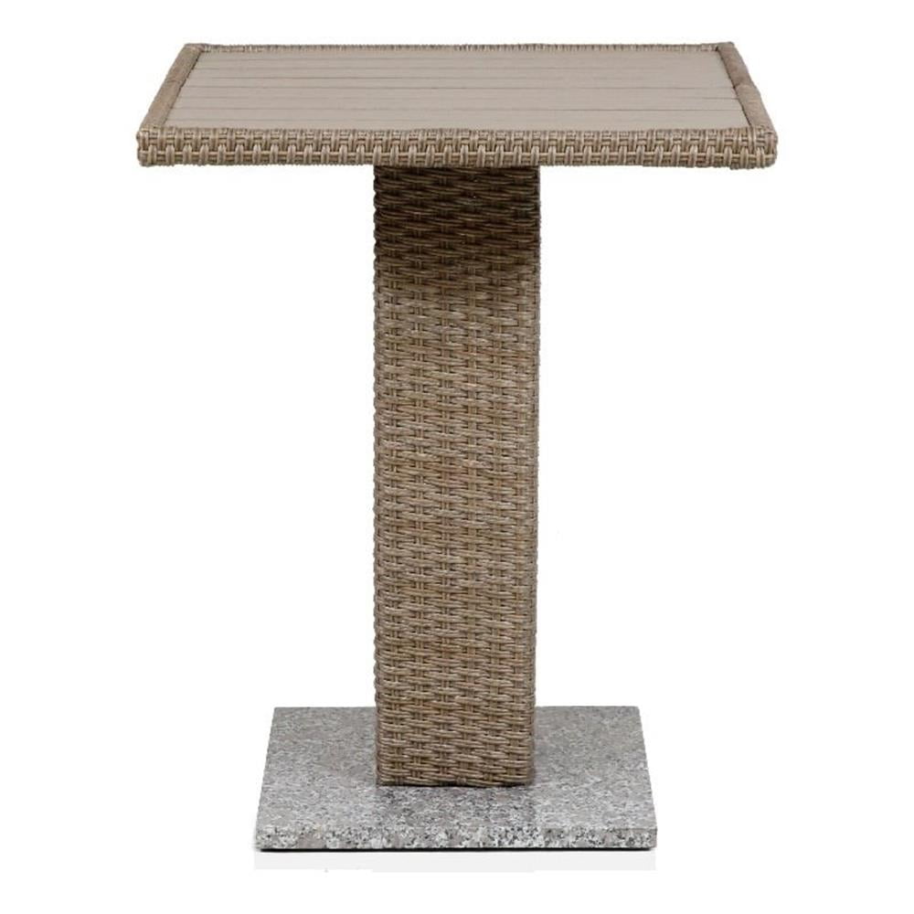 Pemberly Row Outdoor Patio PE Wicker / Rattan Bistro Table in Natural ...