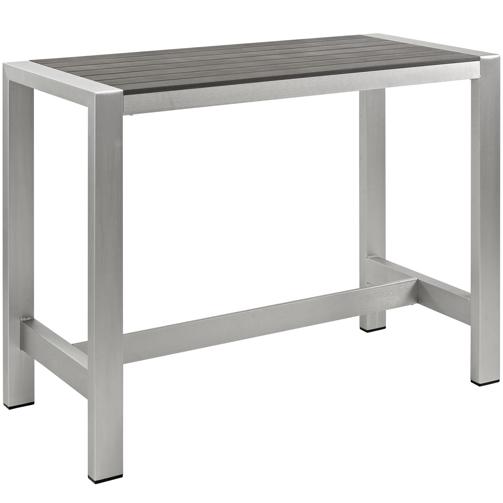Pemberly Row Outdoor Patio Wood and Aluminum Rectangle Bar Table in ...
