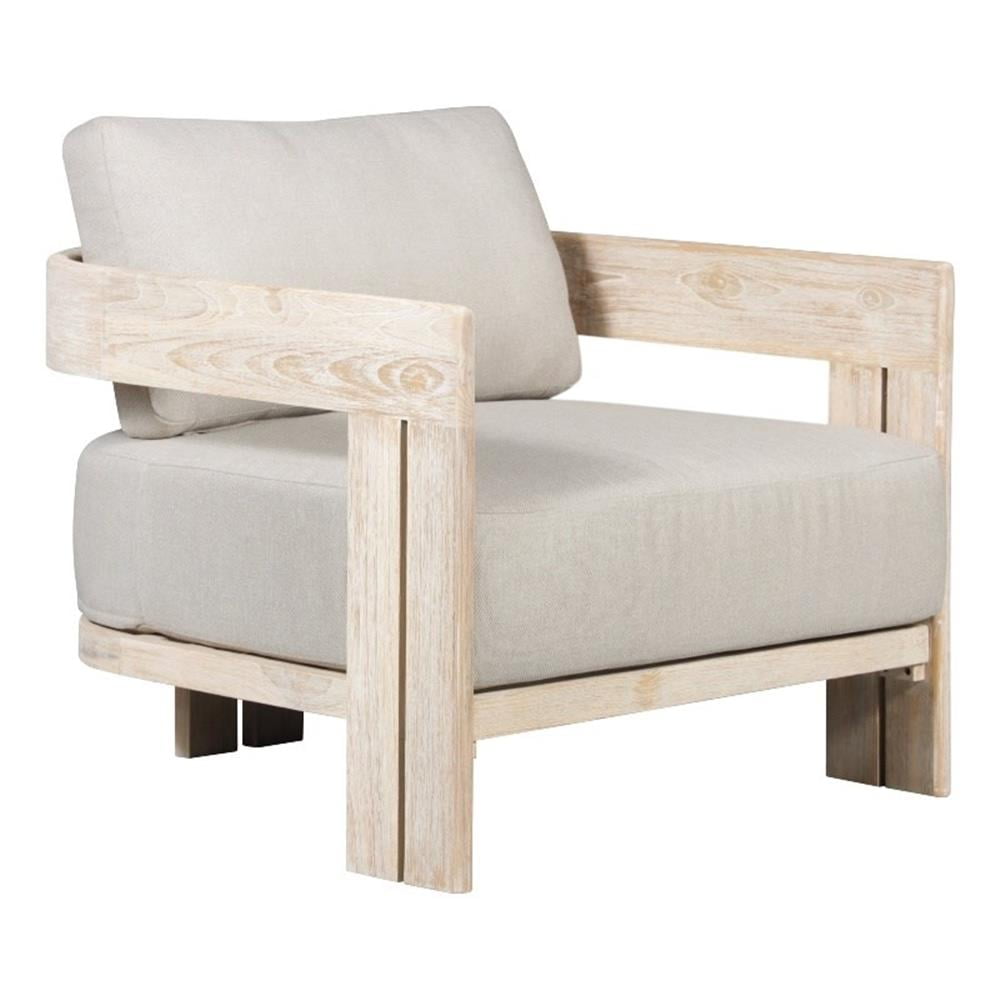 Pemberly Row Outdoor Solid Teak Wood Chair Natural look - Grey fabric ...