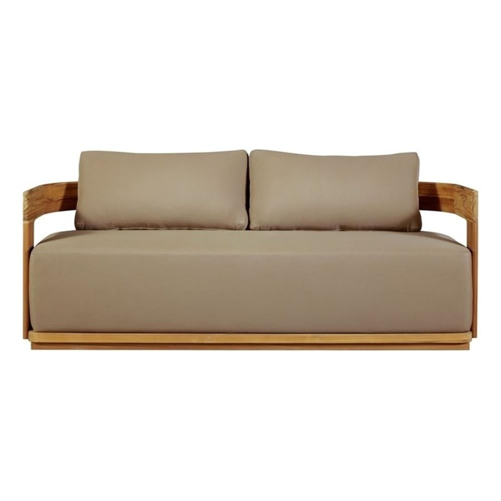 Pemberly Row Outdoor Solid Teak Wood Love seat in Light Brown - Walmart.com