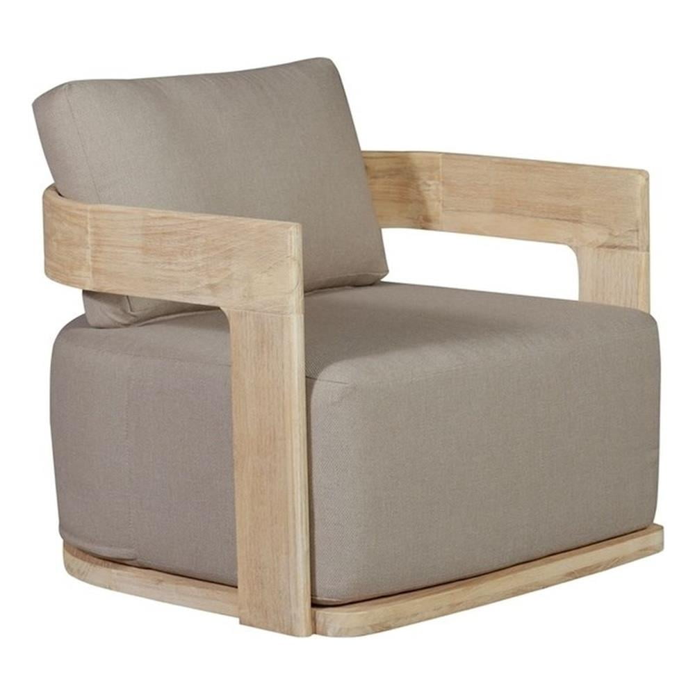 Pemberly Row Outdoor Solid Teak Wood Revolving Chair in Gray - Walmart.com