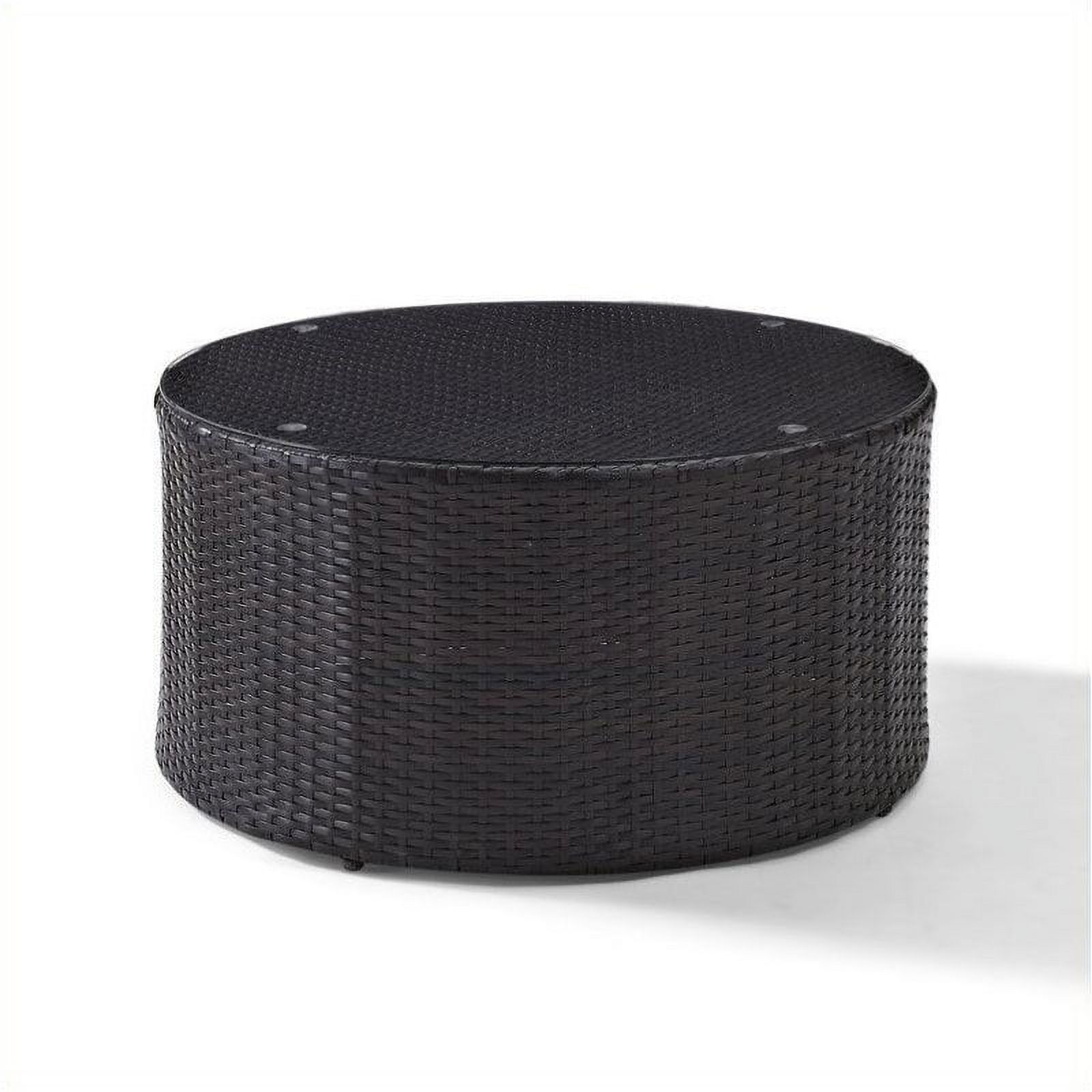 Pemberly Row Outdoor Wicker Round Glass Top Coffee Table - Walmart.com