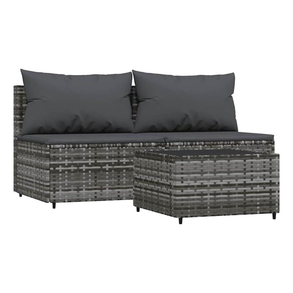 Pemberly Row PE Rattan Compact Adjustable Feet Patio Lounge Set in Gray ...