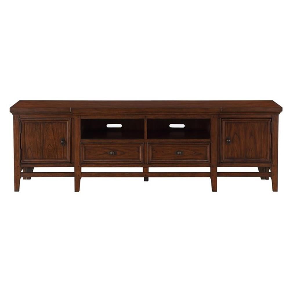 Pemberly Row Park 81" Wood TV Stand in Brown Cherry - Walmart.com