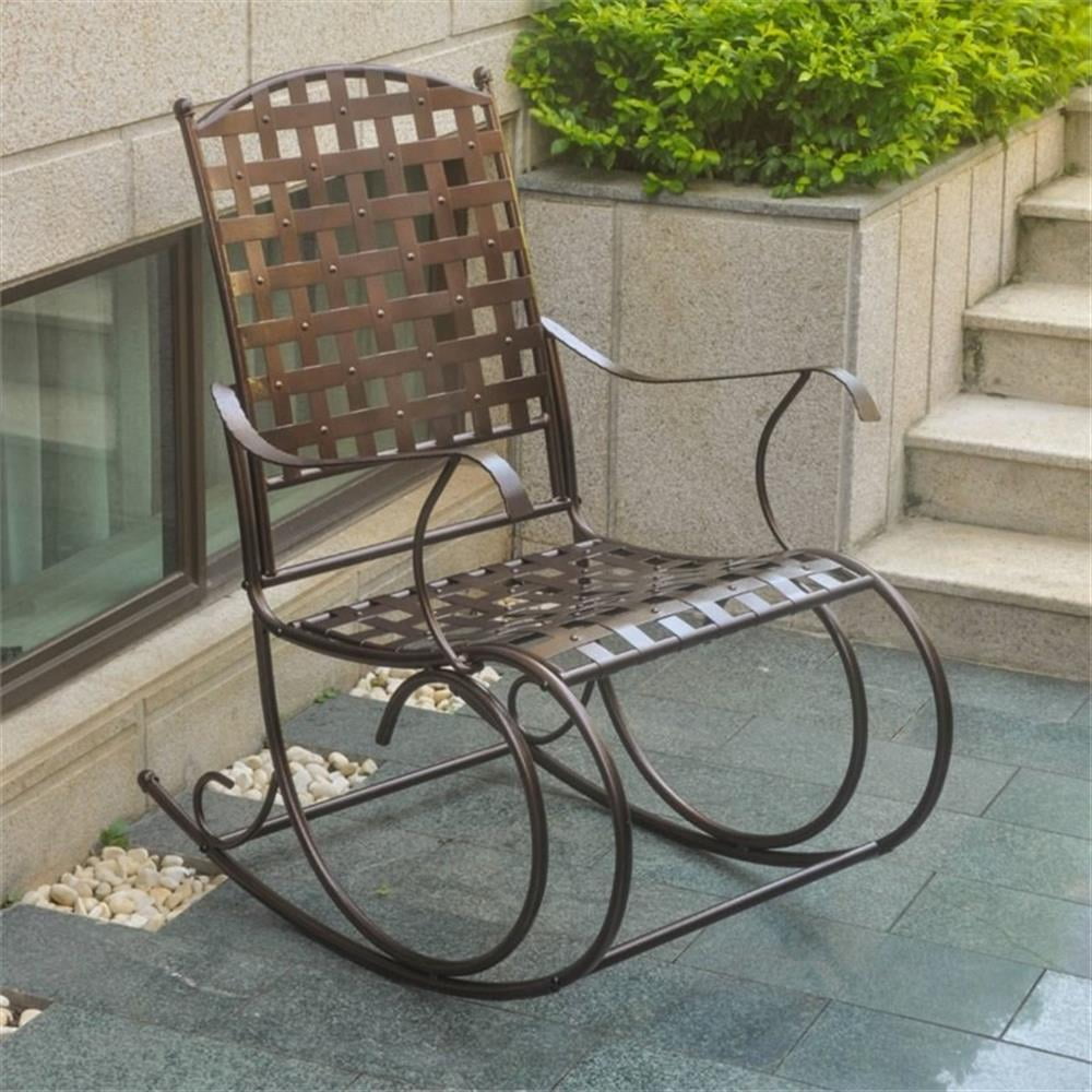 Pemberly Row Patio Metal Rocker in Bronze - Walmart.com