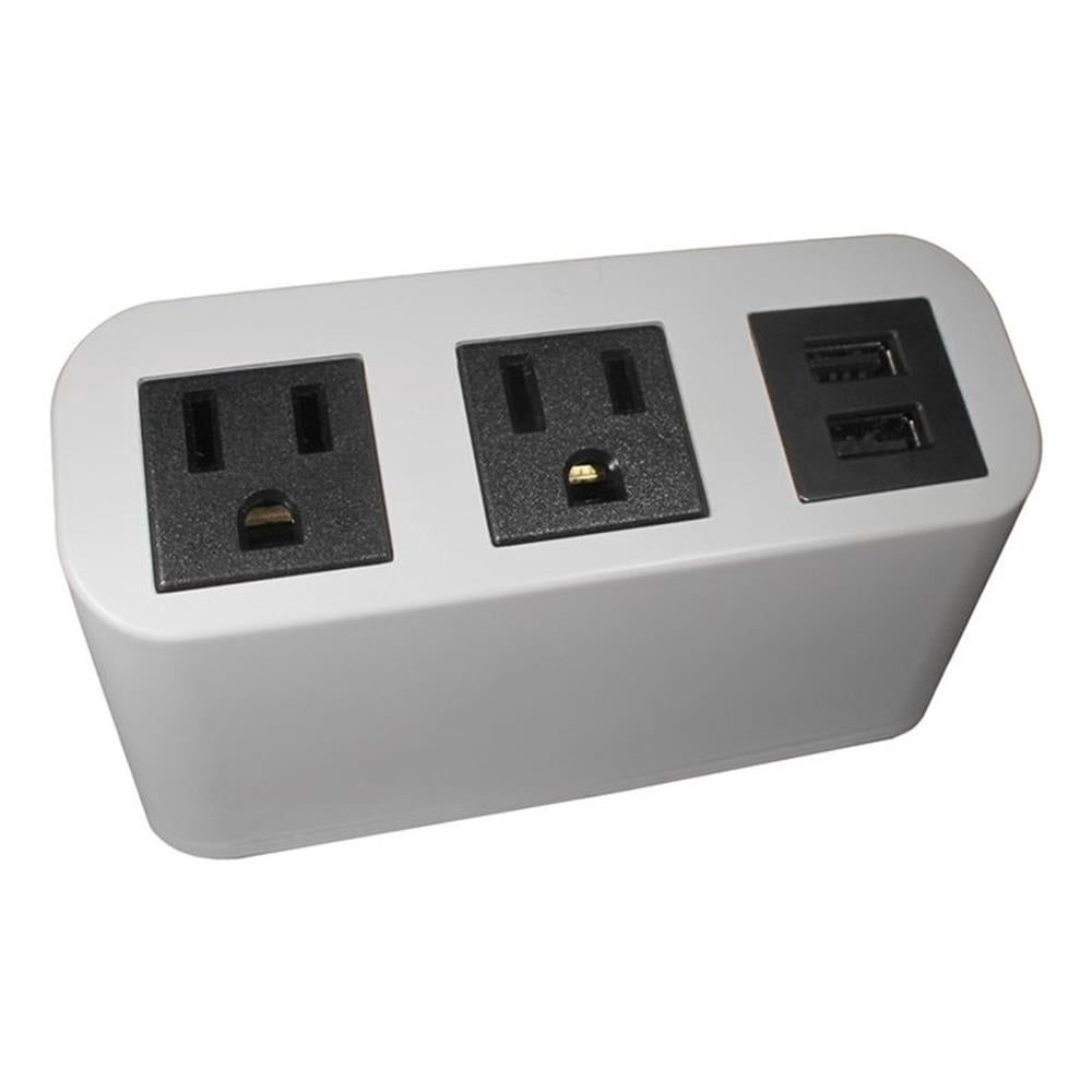 Pemberly Row Plastic Modern Edge Power Station in White Finish ...