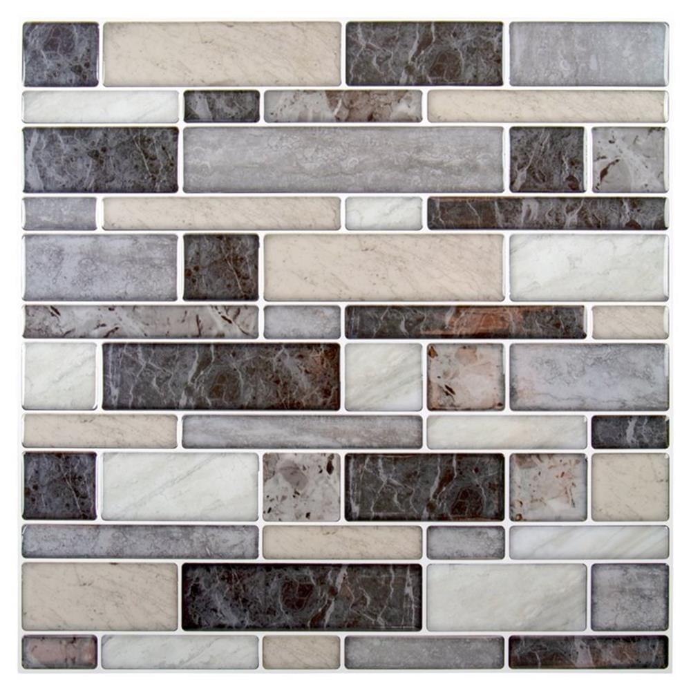 Pemberly Row Plastic Peel/Stick Backsplash Wall Tile Set Multi-Color ...