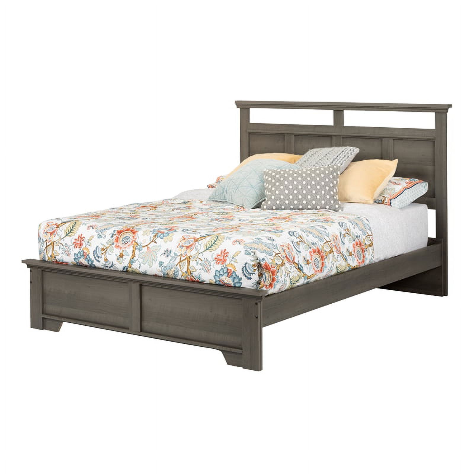Pemberly Row Platform Bed and Headboard Set Queen Gray Maple - Walmart.com
