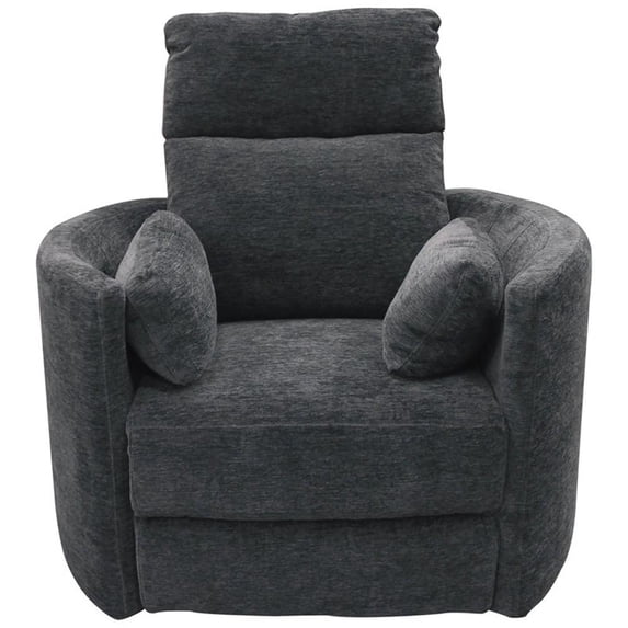 Pemberly Row Polyester Fabric Power Swivel Glider Recliner in Black ...
