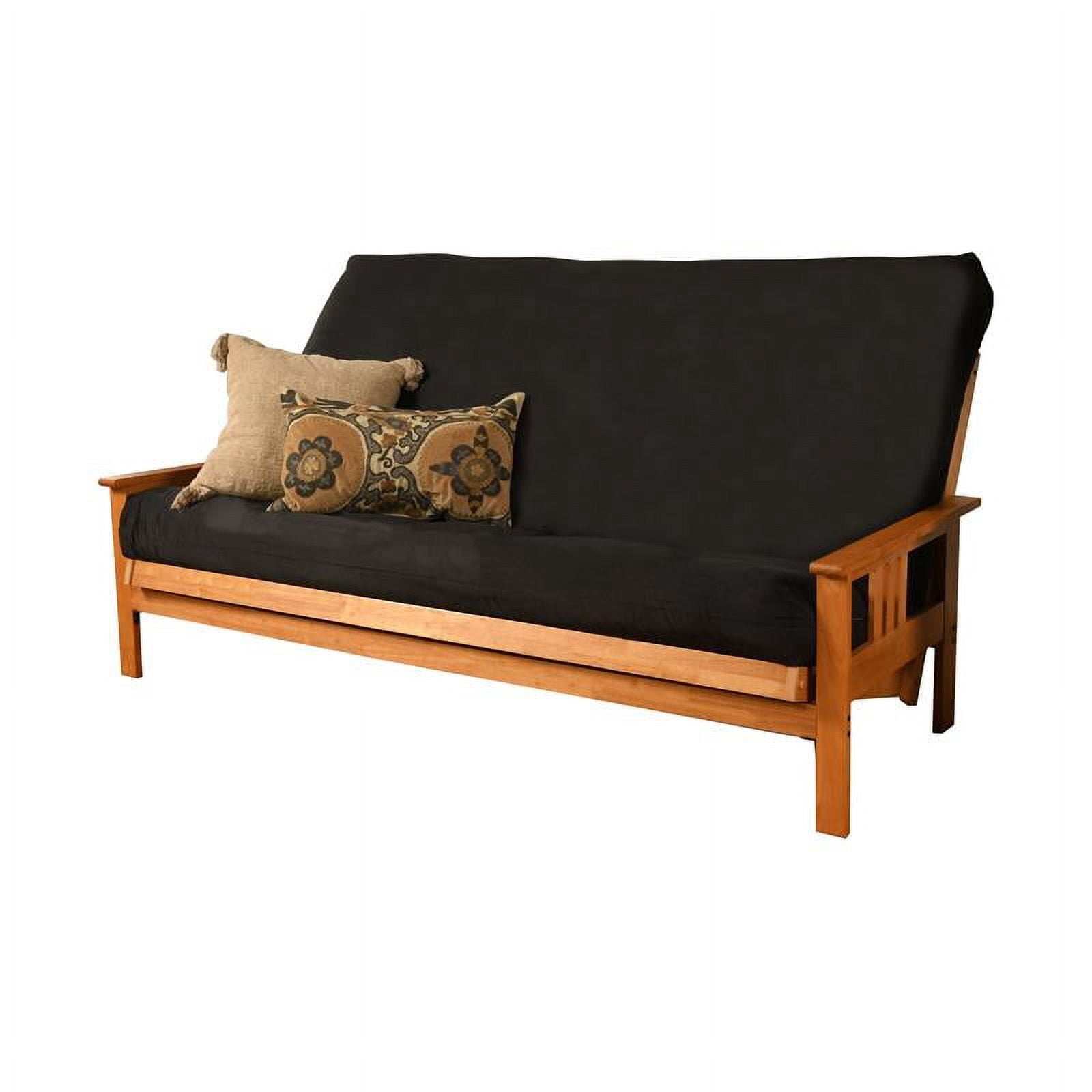 Pemberly Row Polyester Fabric Queen Size Futon Cover in Suede Black ...