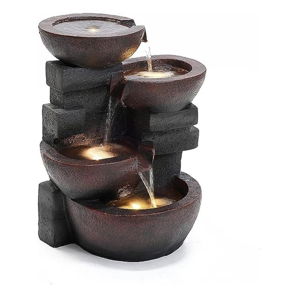 Pemberly Row Pots Glass Water Fountain with Led Light in Gray - Walmart.com