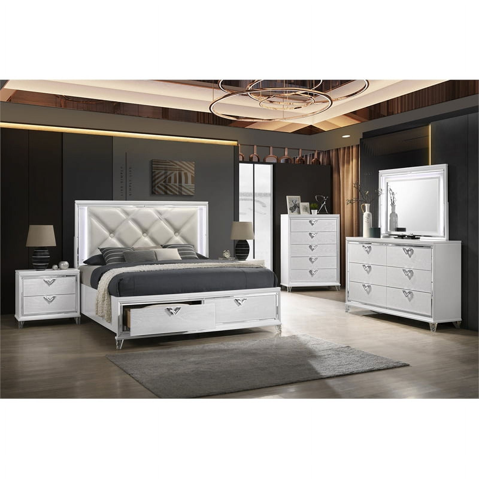 Pemberly Row Prism 4 PC Queen Modern Bedroom Set made with Wood in ...