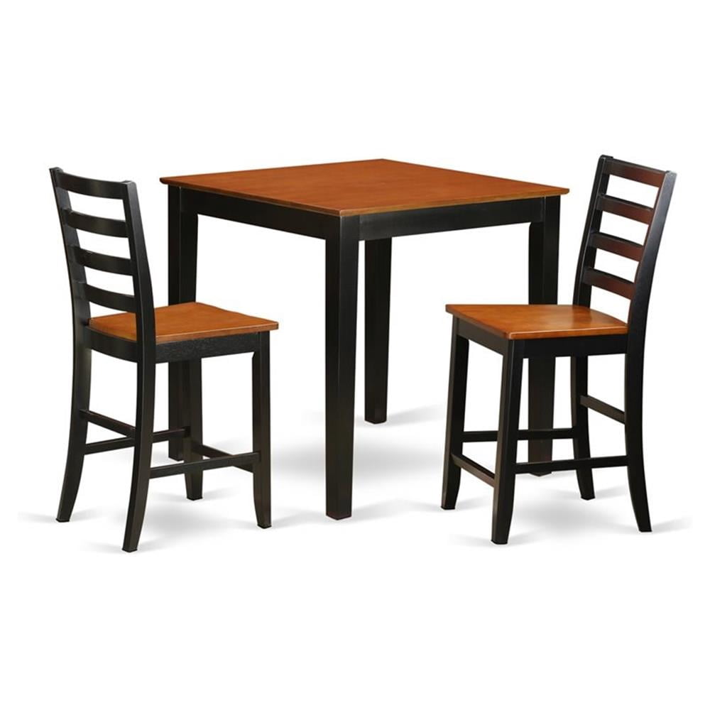 Pemberly Row Pub 3-piece Wood Dining Table Set in Black and Cherry ...
