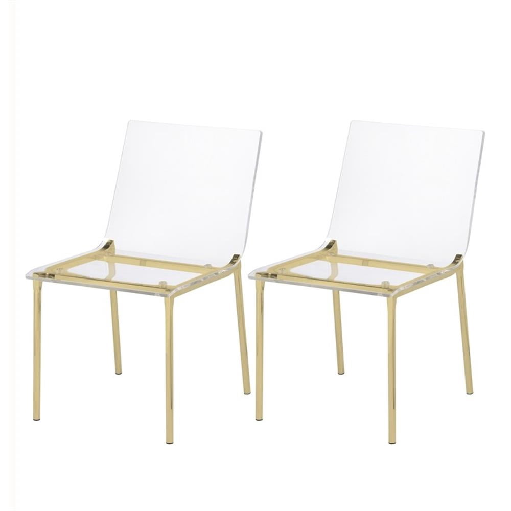 Pemberley Row Acrylic Clear/Gold Dining Chair Contemporary Design 30.75 ...