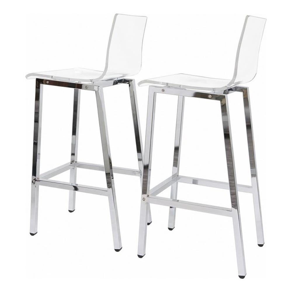 Pemberley Row Acrylic Clear Bar Stools Contemporary 29" Unassembled ...
