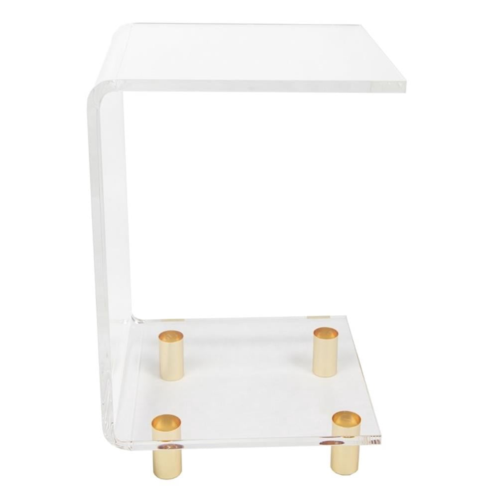 Pemberly Row Pure Decor C Shape Lucite and Acrylic Accent Table in ...