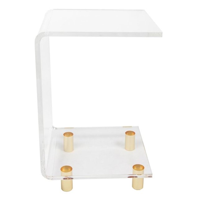 Pemberly Row Pure Decor C Shape Lucite and Acrylic Accent Table in ...