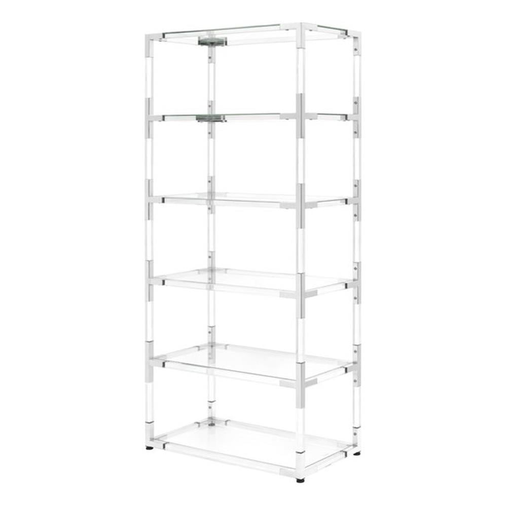 Pemberly Row Pure Decor Lucite Acrylic Bookcase with 6 Shelf in Clear ...