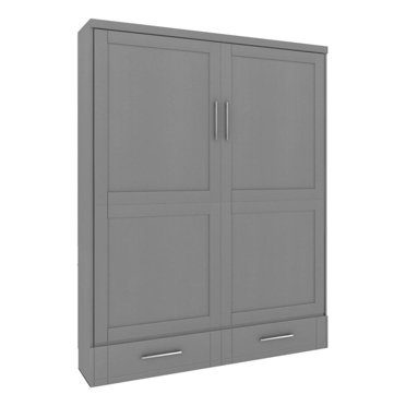 Pemberly Row Solid Wood Frame Full Size Murphy Bed Chest with Mattress ...