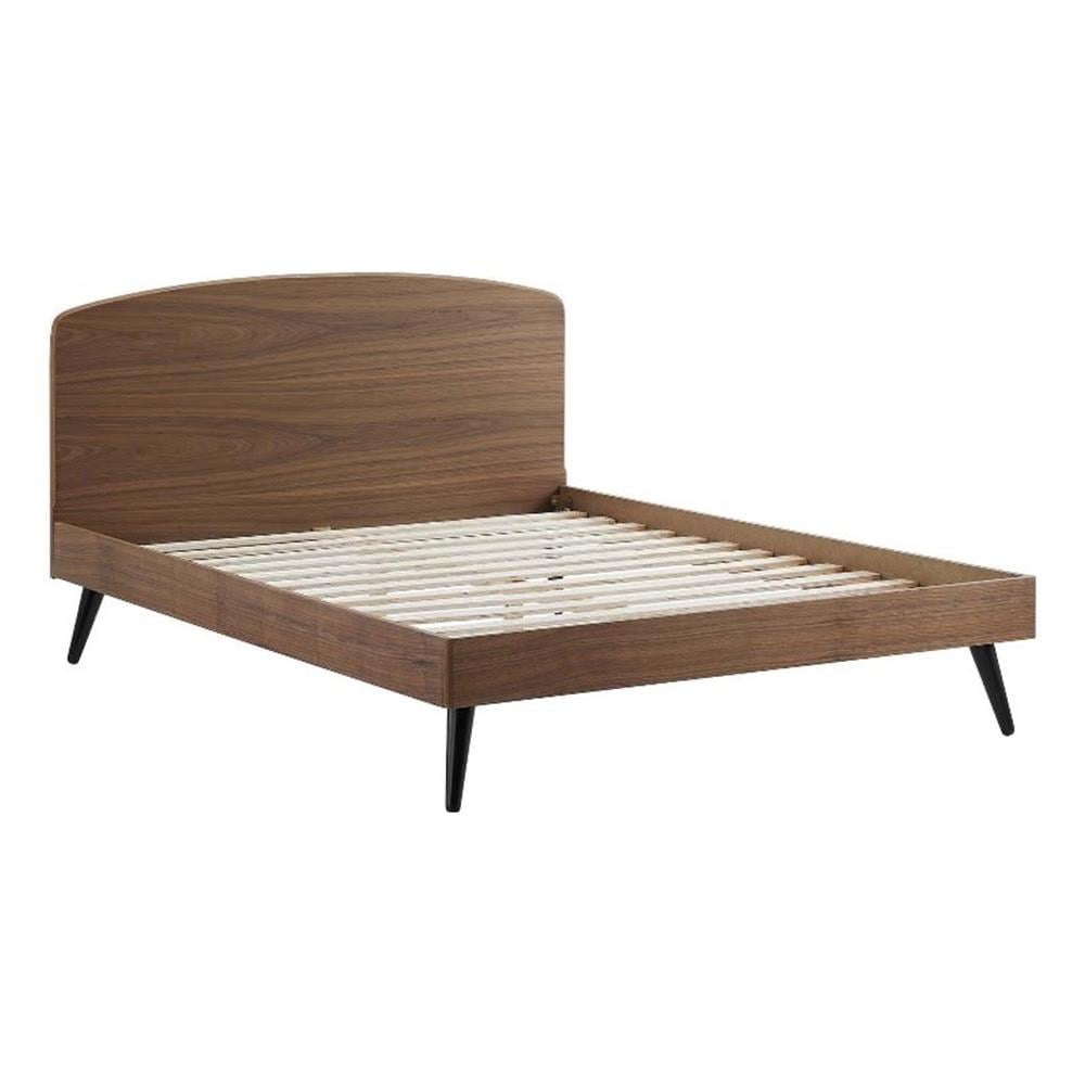 Pemberly Row Queen Rubberwood and MDF Wood Platform Bed in Walnut ...