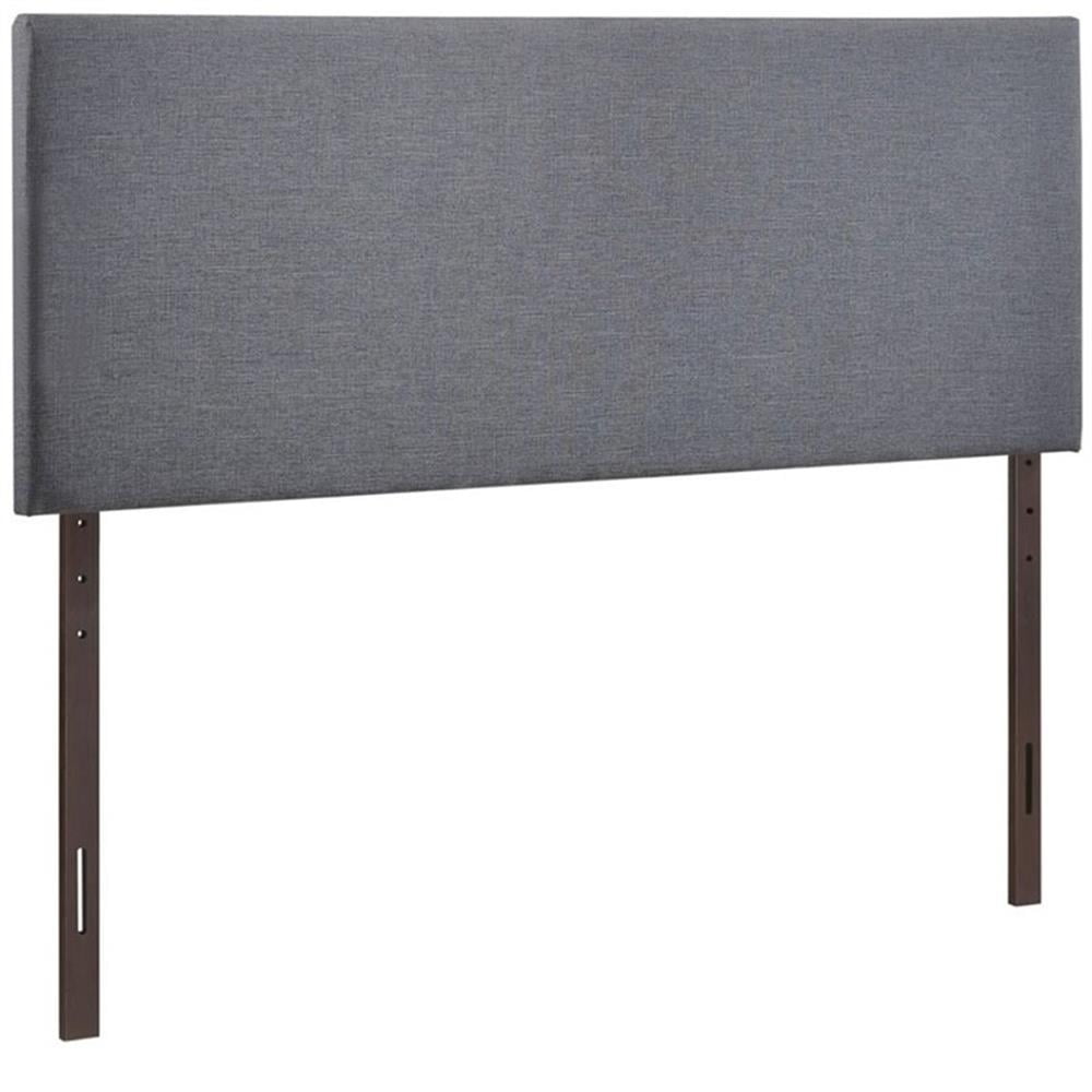 Pemberly Row Queen Upholstered Linen Fabric Headboard in Smoke Gray ...