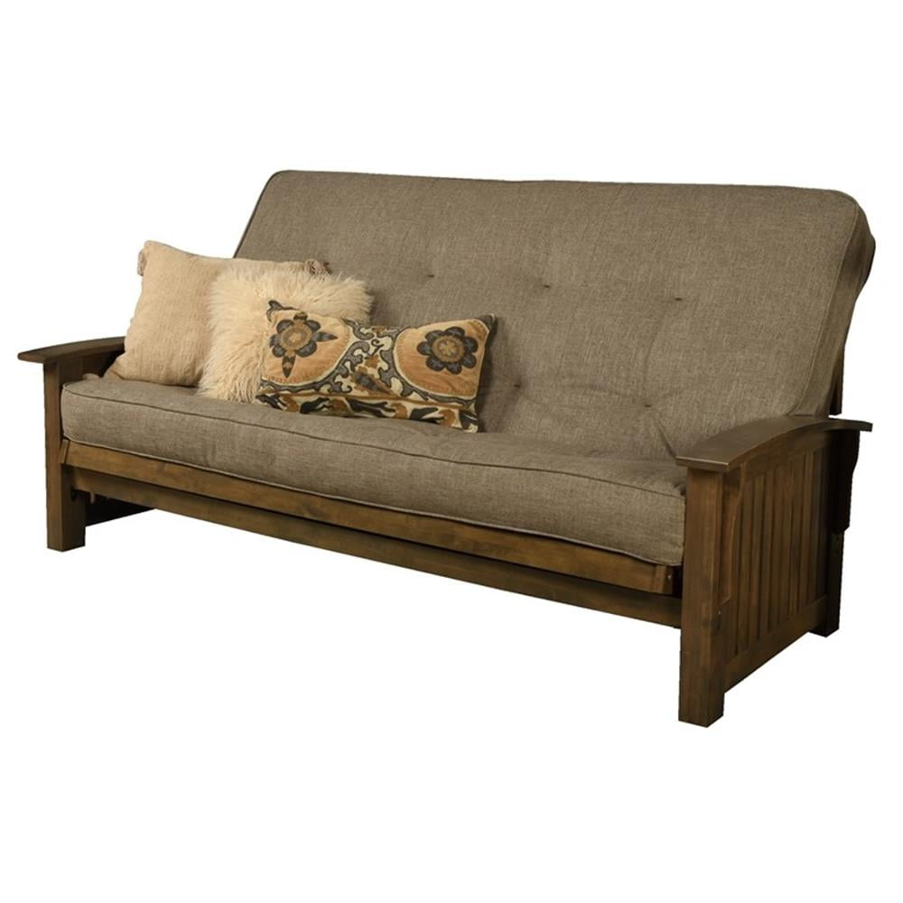Pemberly Row Queen-size Wood Futon with Linen Stone Mattress - Walmart.com