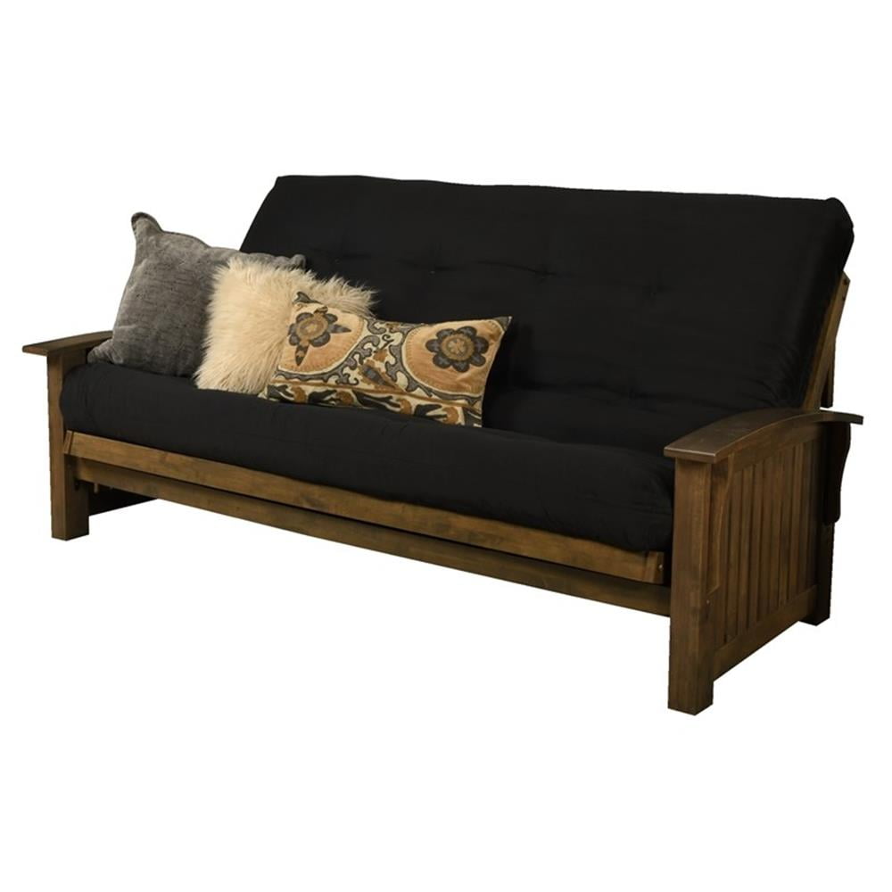 Pemberly Row Queen-size Wood Futon with Suede Black Mattress - Walmart.com