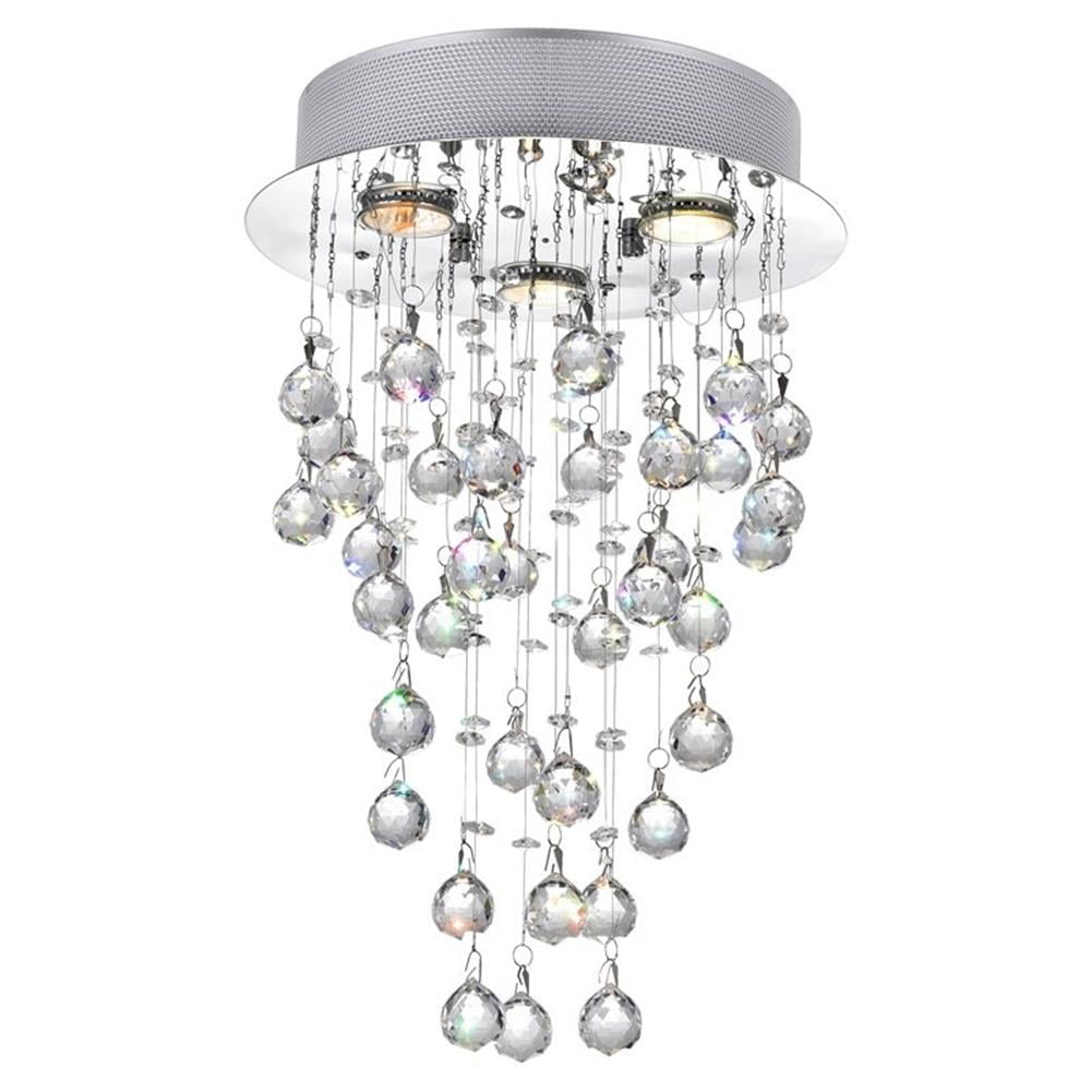 Pemberly Row Rain Drop 3 Light Metal Flush Mount Light in Chrome ...